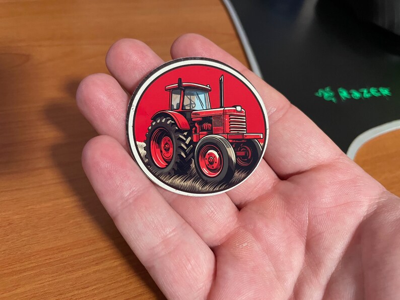 Circular Red Tractor Sticker - Etsy