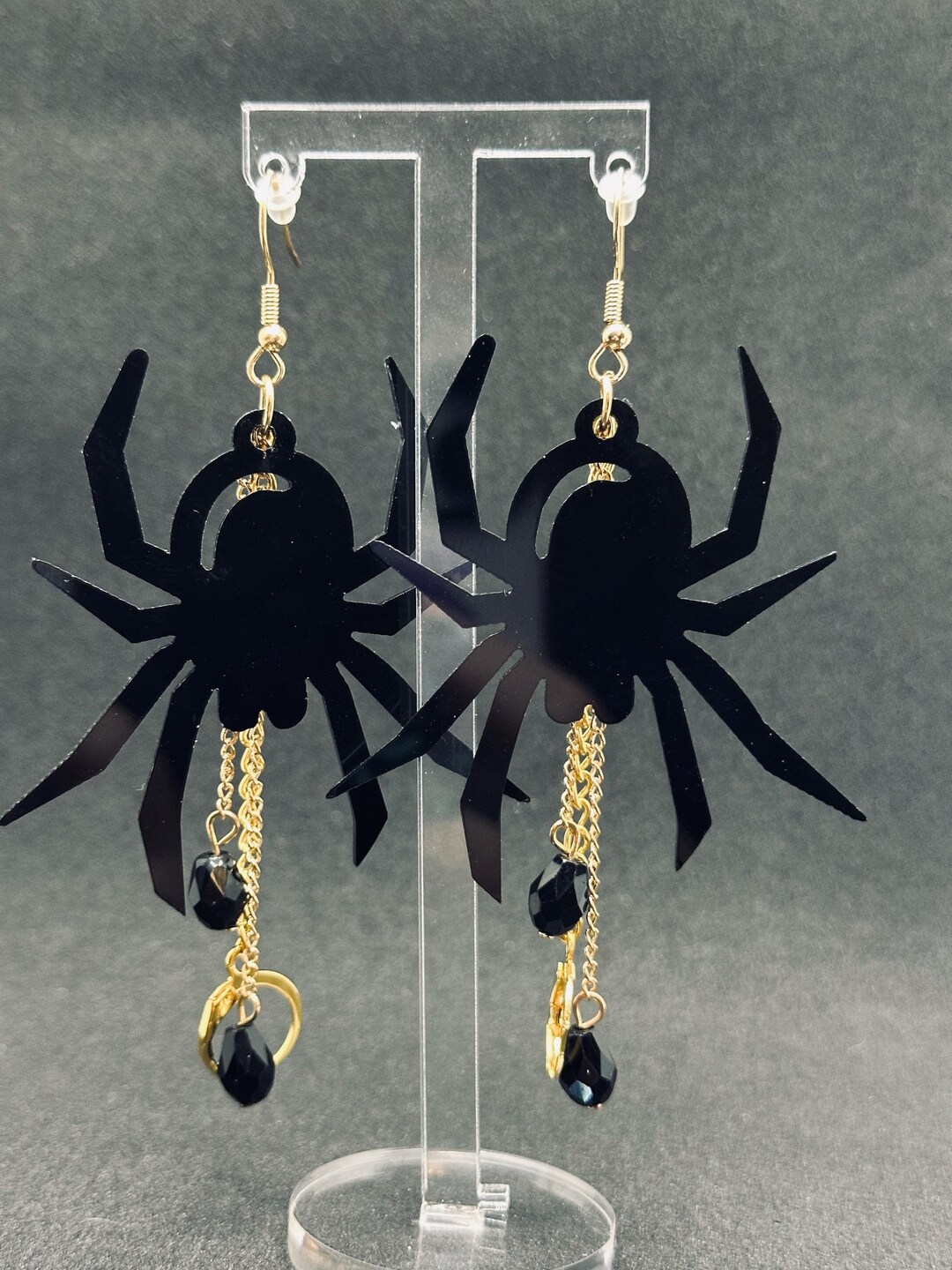 Black Spider Loop Earplug/airpod Holder Earrings - Etsy