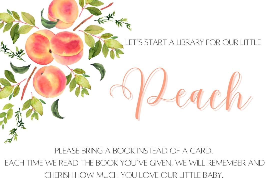 Bring a Book Invitation. Baby Peach. A Peach is on the Way. Baby Shower ...