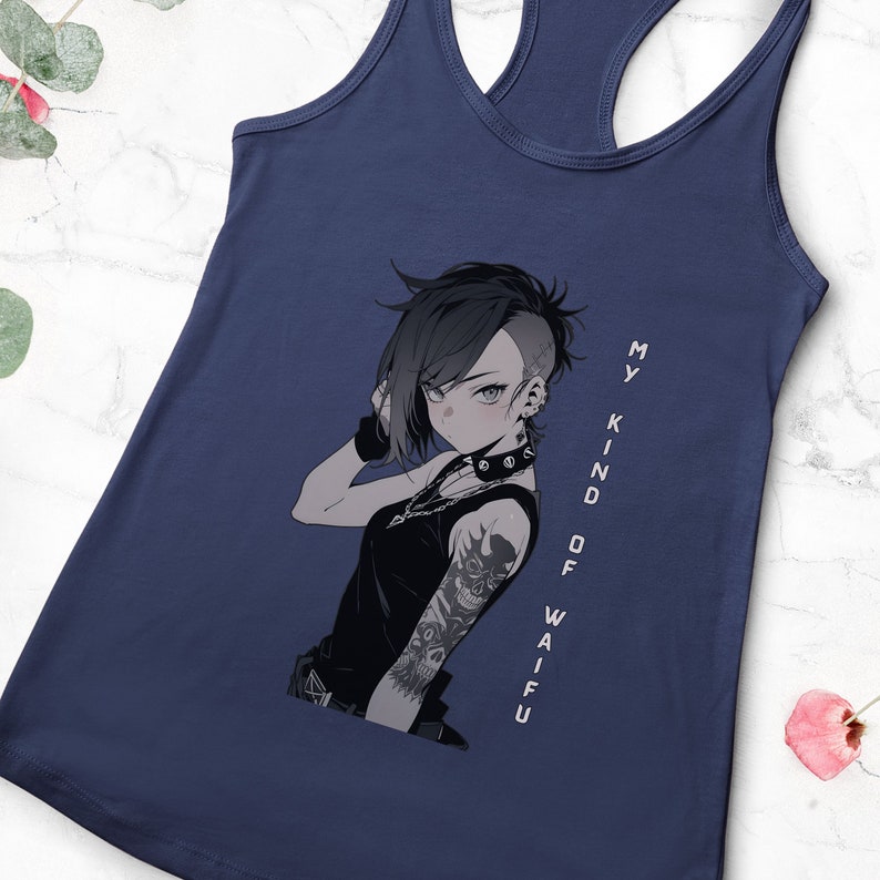 My Kind of Waifu Anime Girl Tank Top, Cute Punk Rock Woman Shirt ...