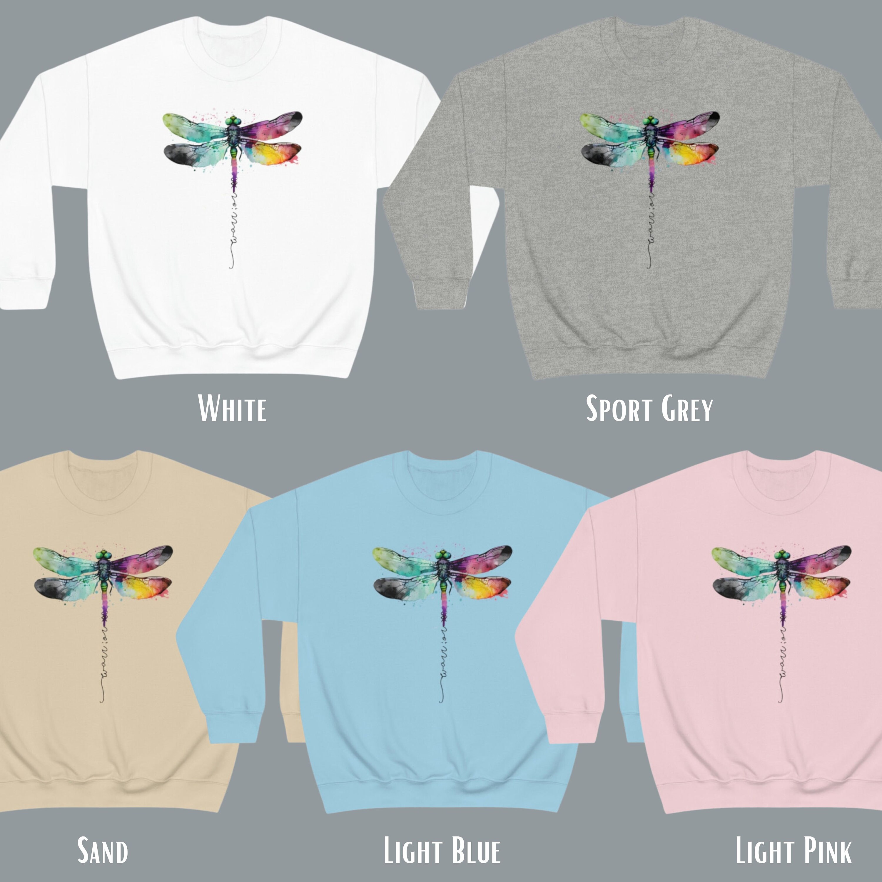 Warrior Dragonfly Sweatshirt, Watercolor Rainbow Dragon Fly Wings ...