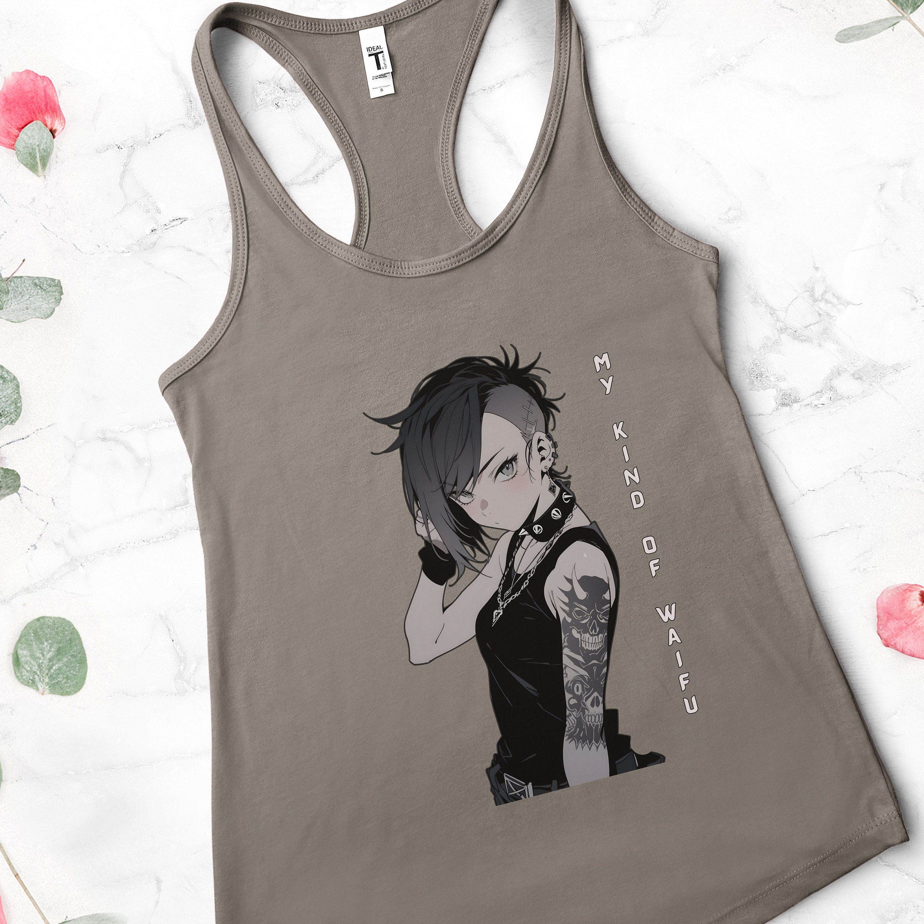 My Kind of Waifu Anime Girl Tank Top, Cute Punk Rock Woman Shirt ...