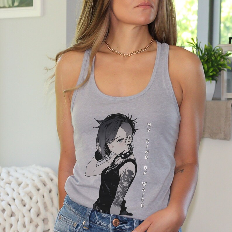 My Kind of Waifu Anime Girl Tank Top, Cute Punk Rock Woman Shirt ...