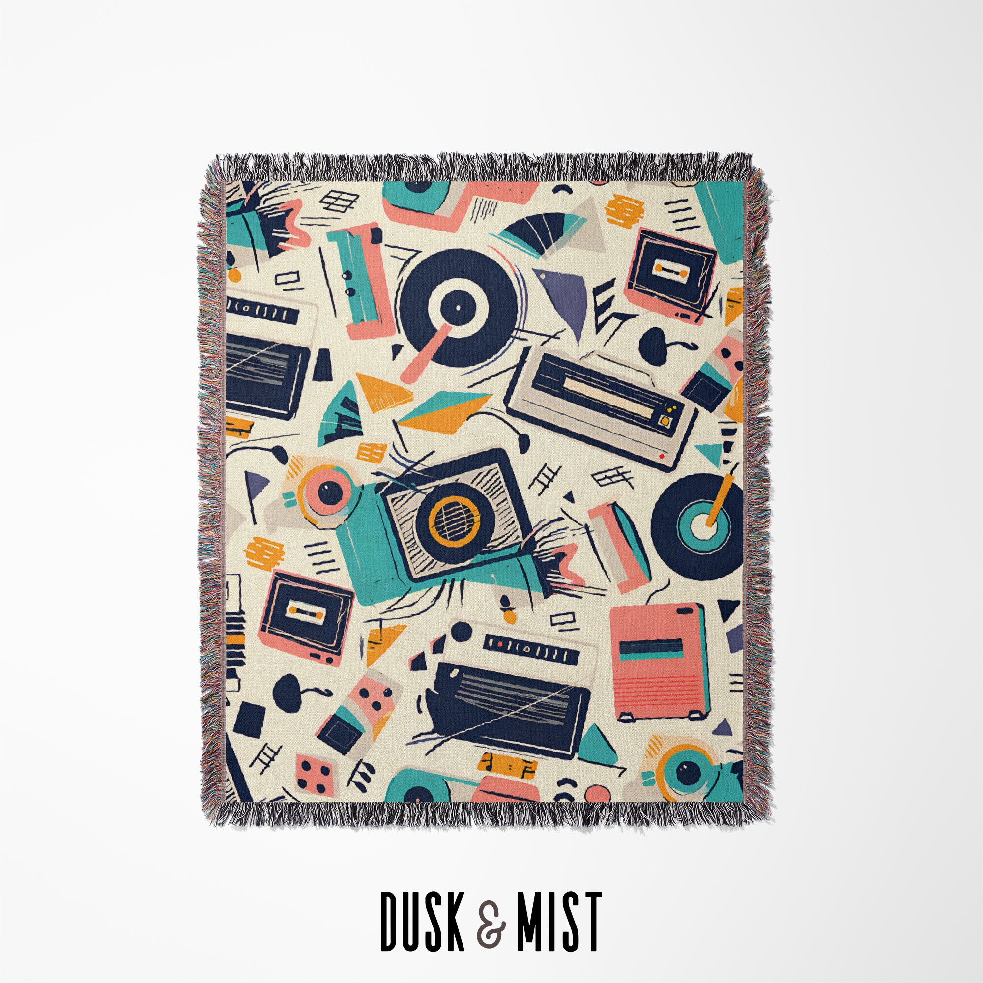 80's Retro Light Cassette Woven Throw Blanket Cozy Retro Music Design ...