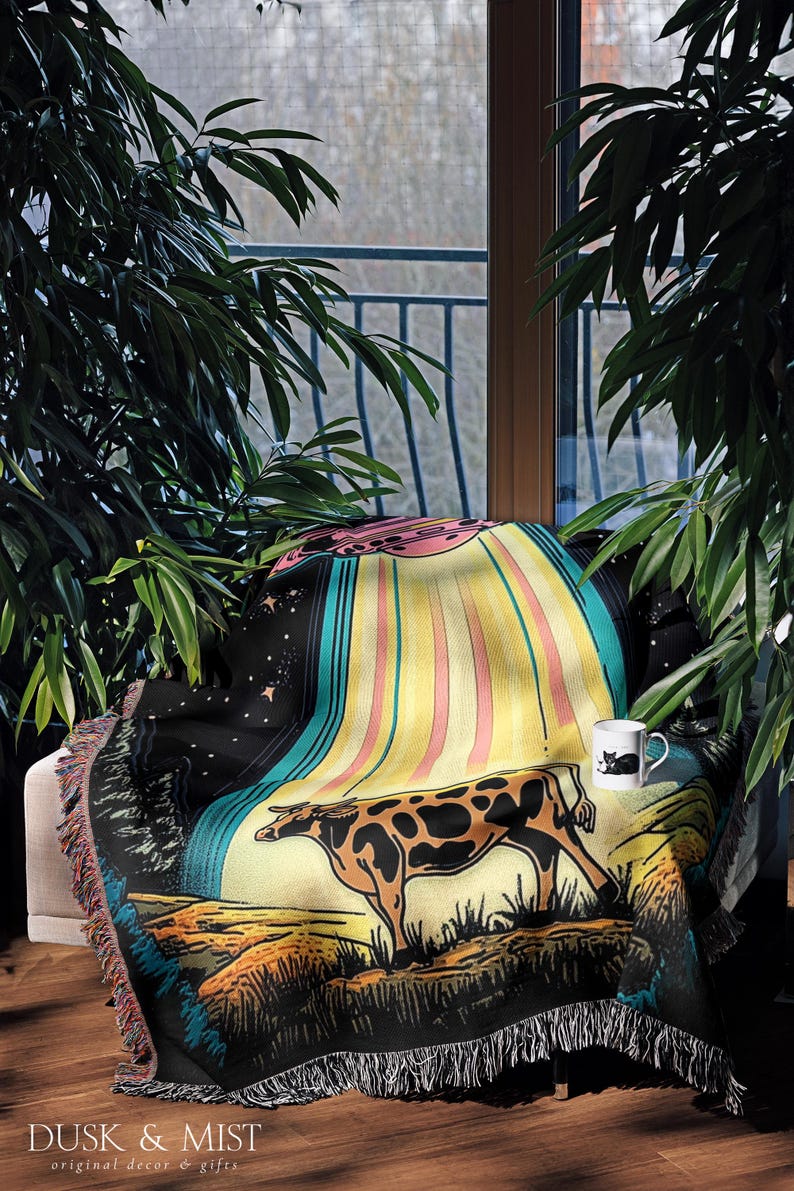 Alien Cow Abduction Woven Blanket | Funny UFO Throw - Etsy