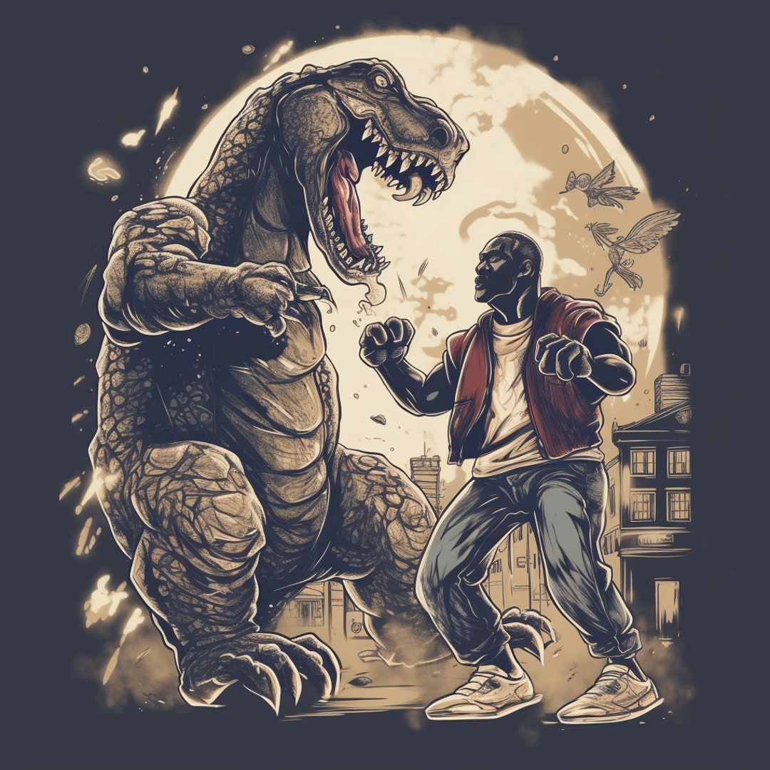 Tupac X Tyson Godzilla Abstract Digital Art - Etsy