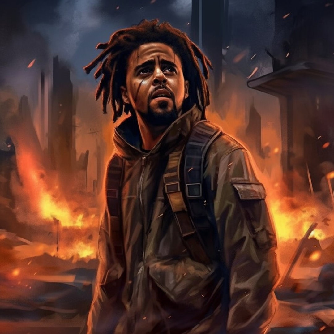 J. Cole on Fire Abstract Digital Art - Etsy