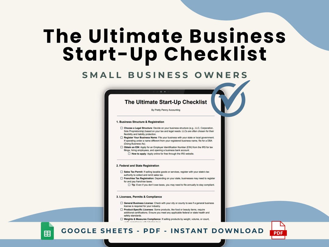 Start-up Business Checklist | Instant Download PDF & Google Doc | Small ...