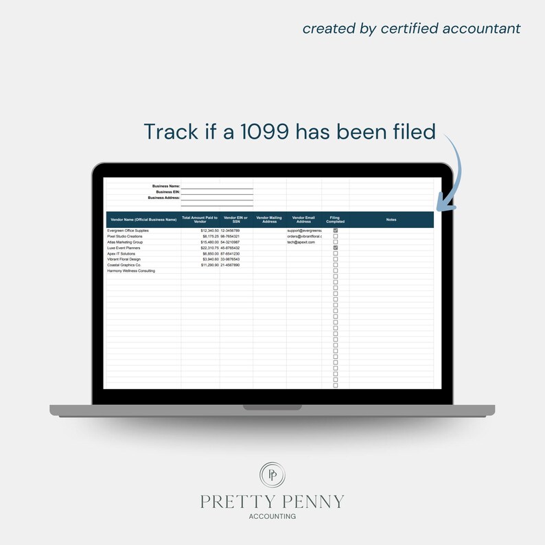 1099 Vendor Tracker | Vendor Payment Log & Dashboard | Google Sheets ...