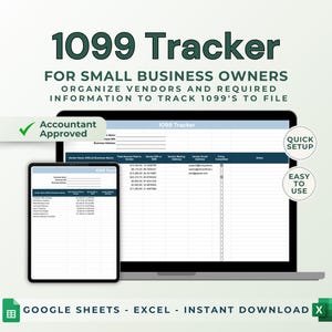 1099 Vendor Tracker Template | Digital Organizer for Year-end Tax Prep ...