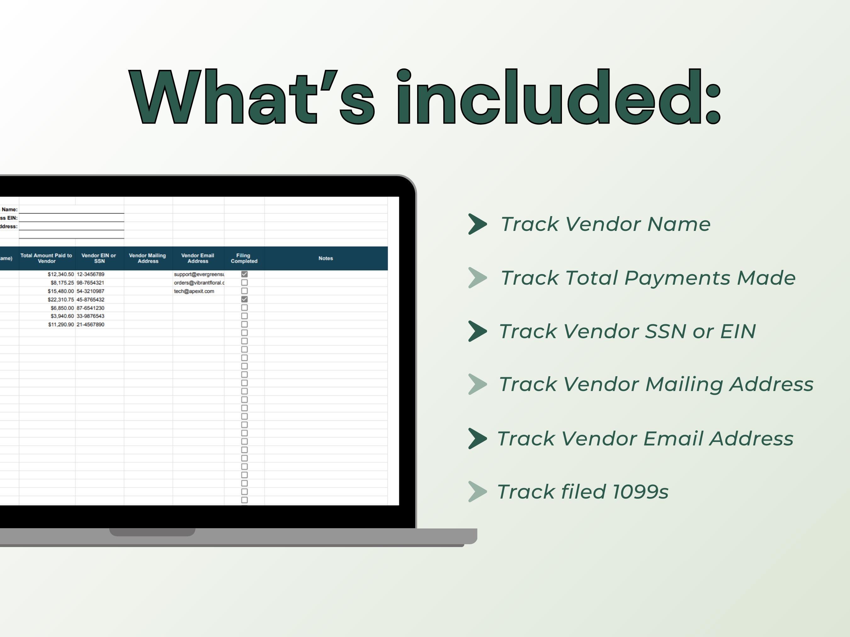 1099 Vendor Tracker Template | Digital Organizer for Year-end Tax Prep ...