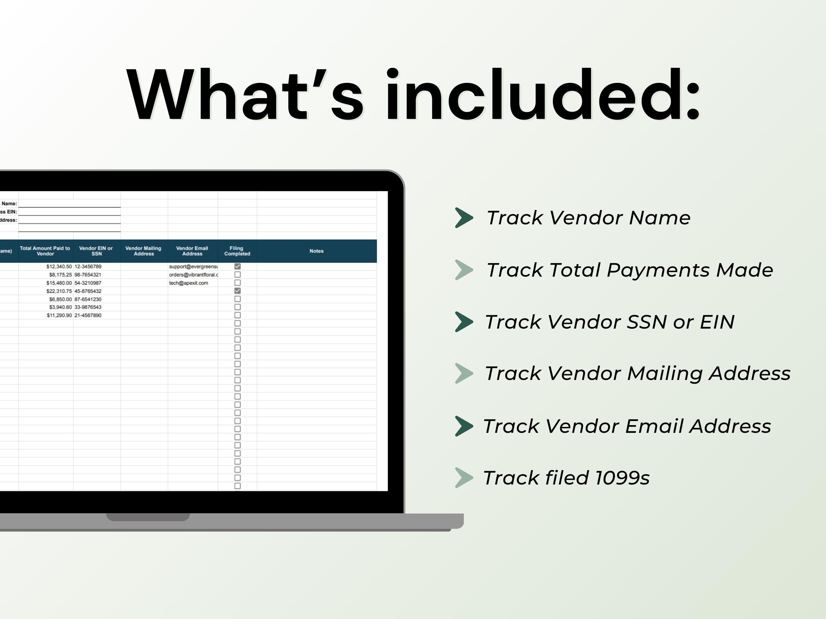 1099 Vendor Tracker Template | Digital Organizer for Year-end Tax Prep ...