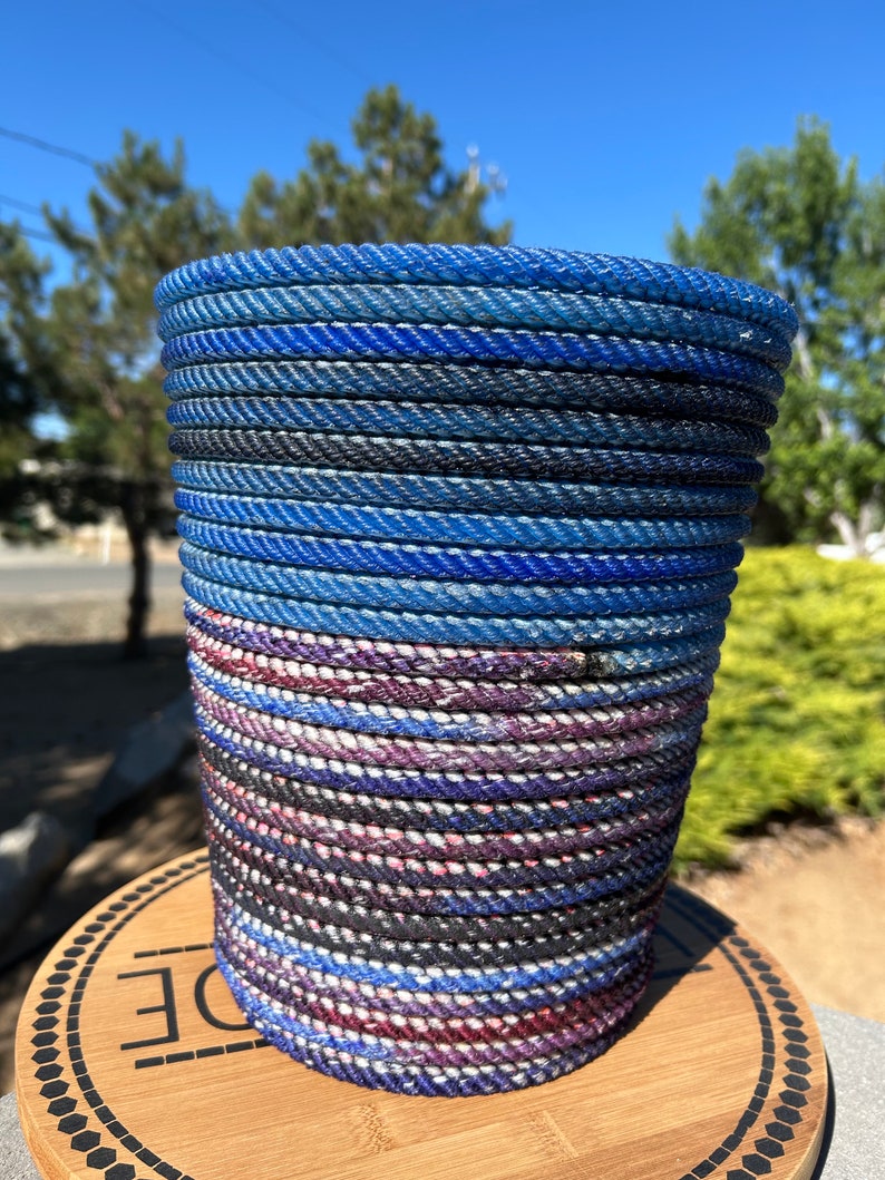 Lariat Rope Waste Basket Multi-colored. Blues, Burgundy, Grey. Office ...