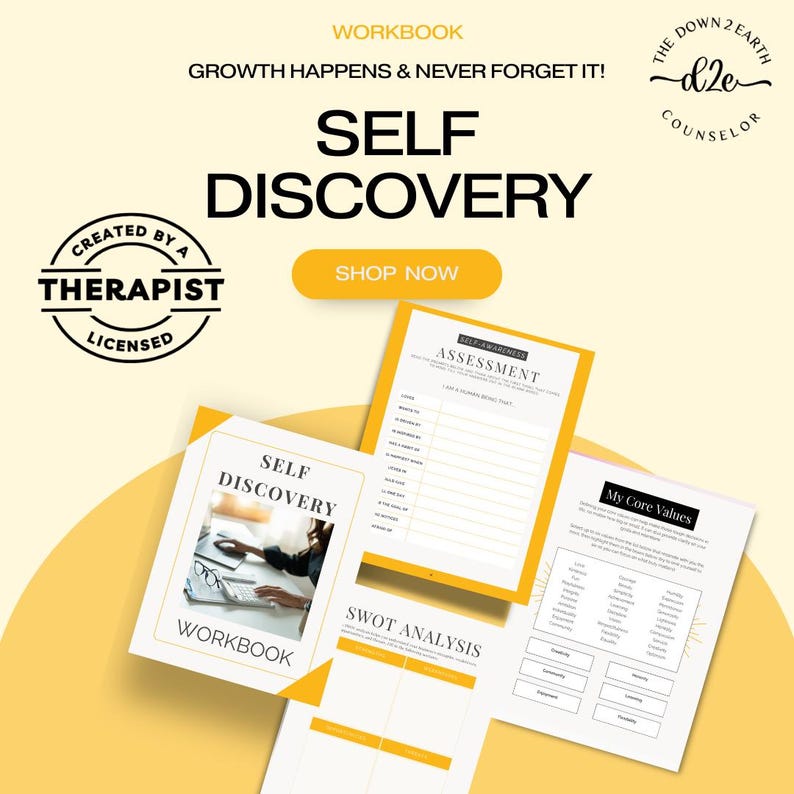 Self-discovery Workbook, Core Values, SWOT Analysis (digital Download ...