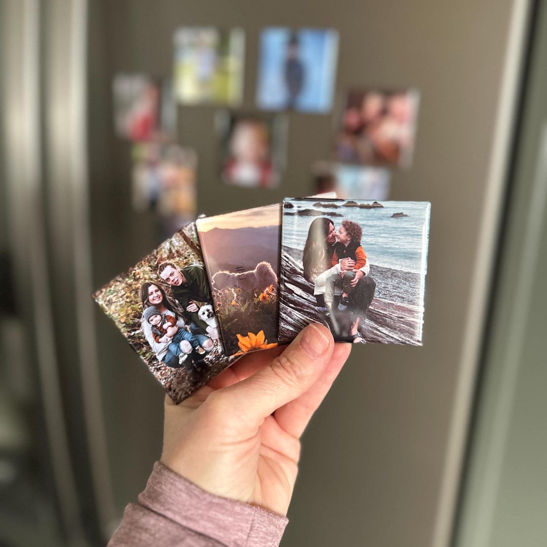 Custom Button-style Fridge Photo Magnets Personalized Square/rectangle ...