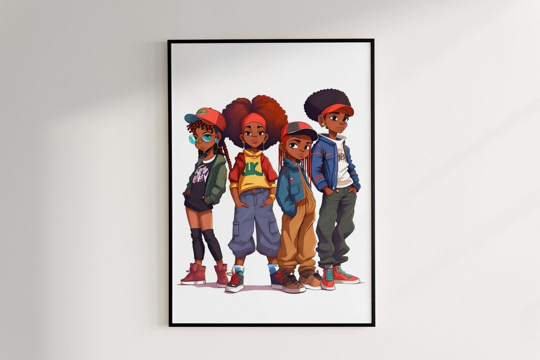 Super Dope Digital Illustration, Urban Black Friends, Afro AI ...