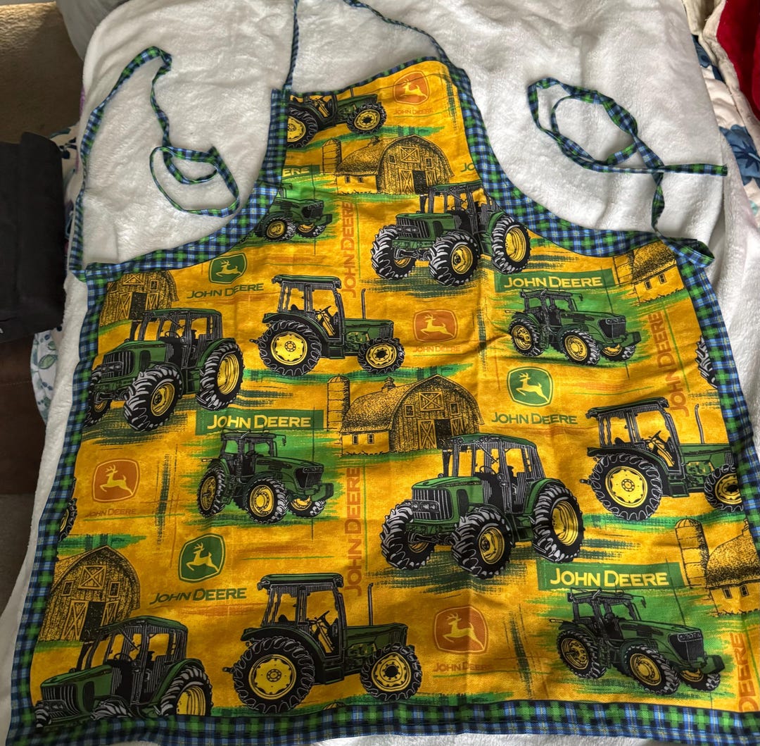 John Deere Themed Homemade Apron - Etsy
