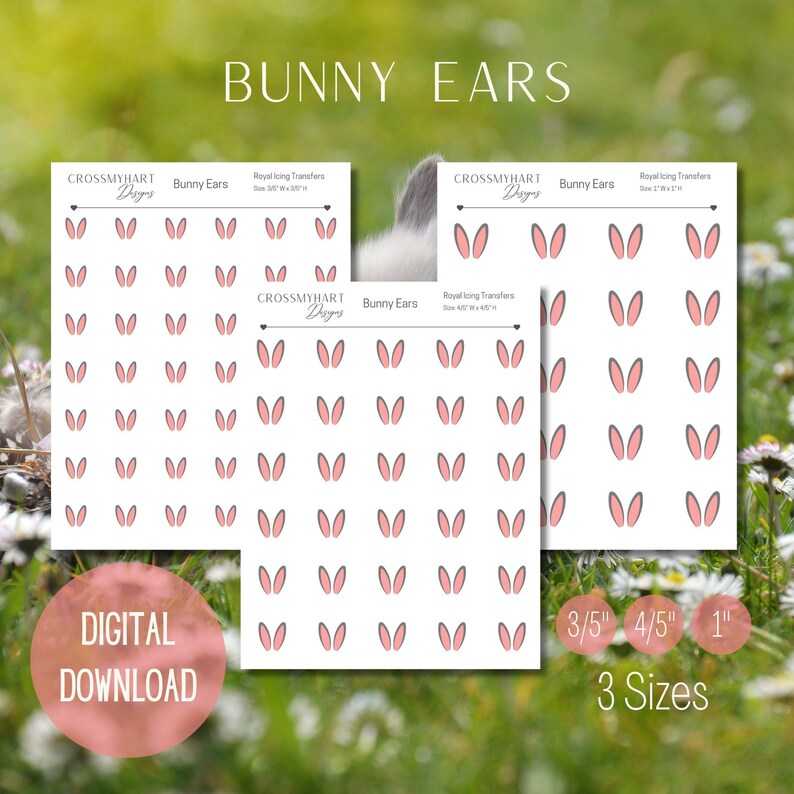 Bunny Ears Royal Icing Transfer Sheet | Bunnies Royal Icing Transfers ...