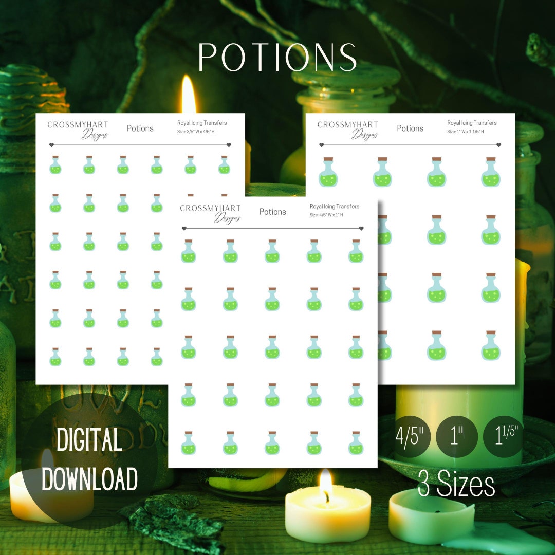 Potions Royal Icing Transfer Sheet | Witch Potion Royal Icing Transfers ...