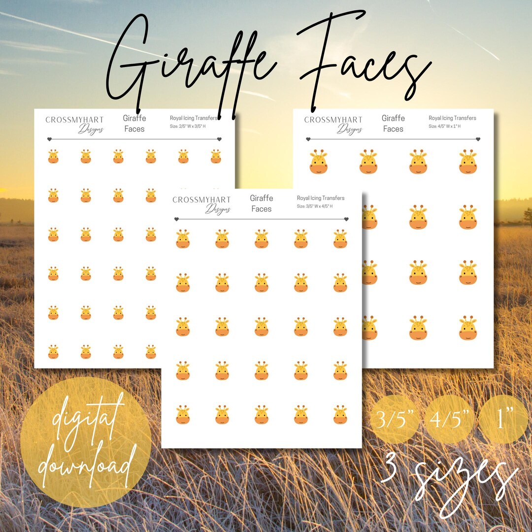 Giraffe Faces Royal Icing Transfers (digital Download) - Etsy