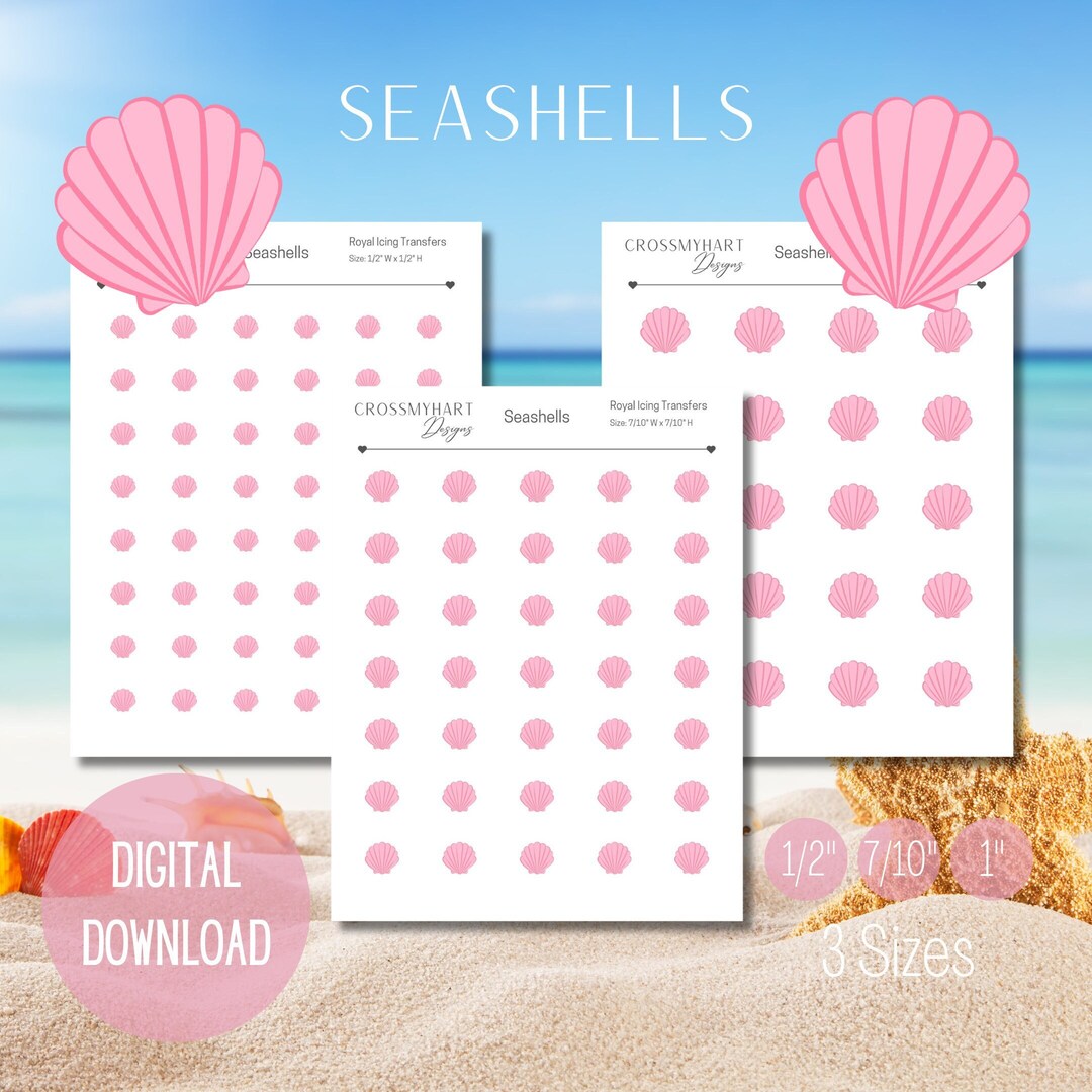 Seashells Royal Icing Transfer Sheet | Sea Shells Royal Icing Transfers ...