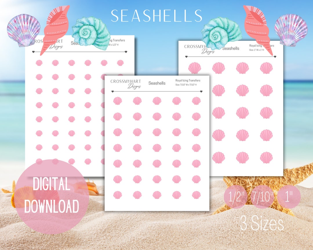 Seashells Royal Icing Transfer Sheet Sea Shells Royal Icing - Etsy