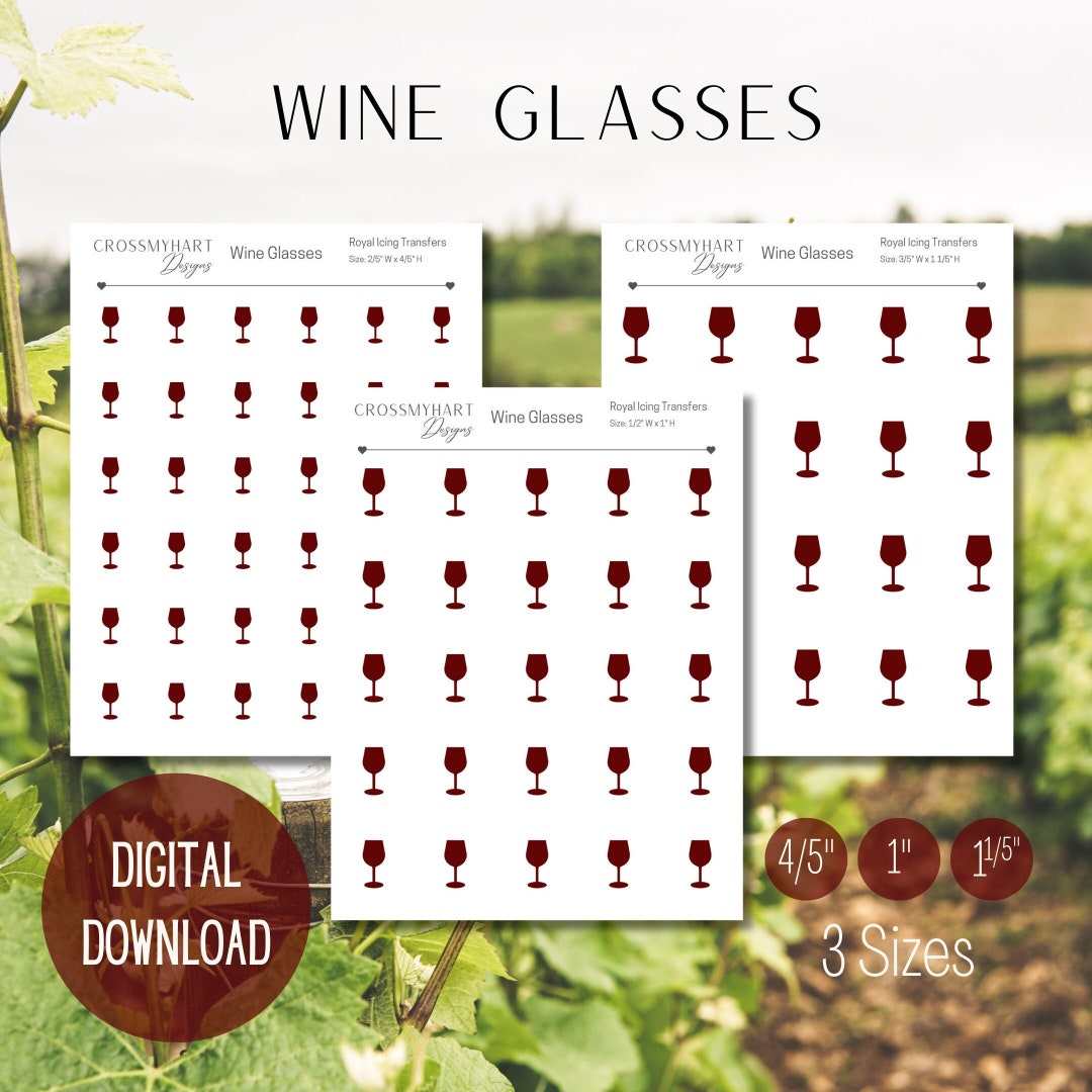 Wine Glasses Royal Icing Transfer Sheet Wine Royal Icing Transfers ...