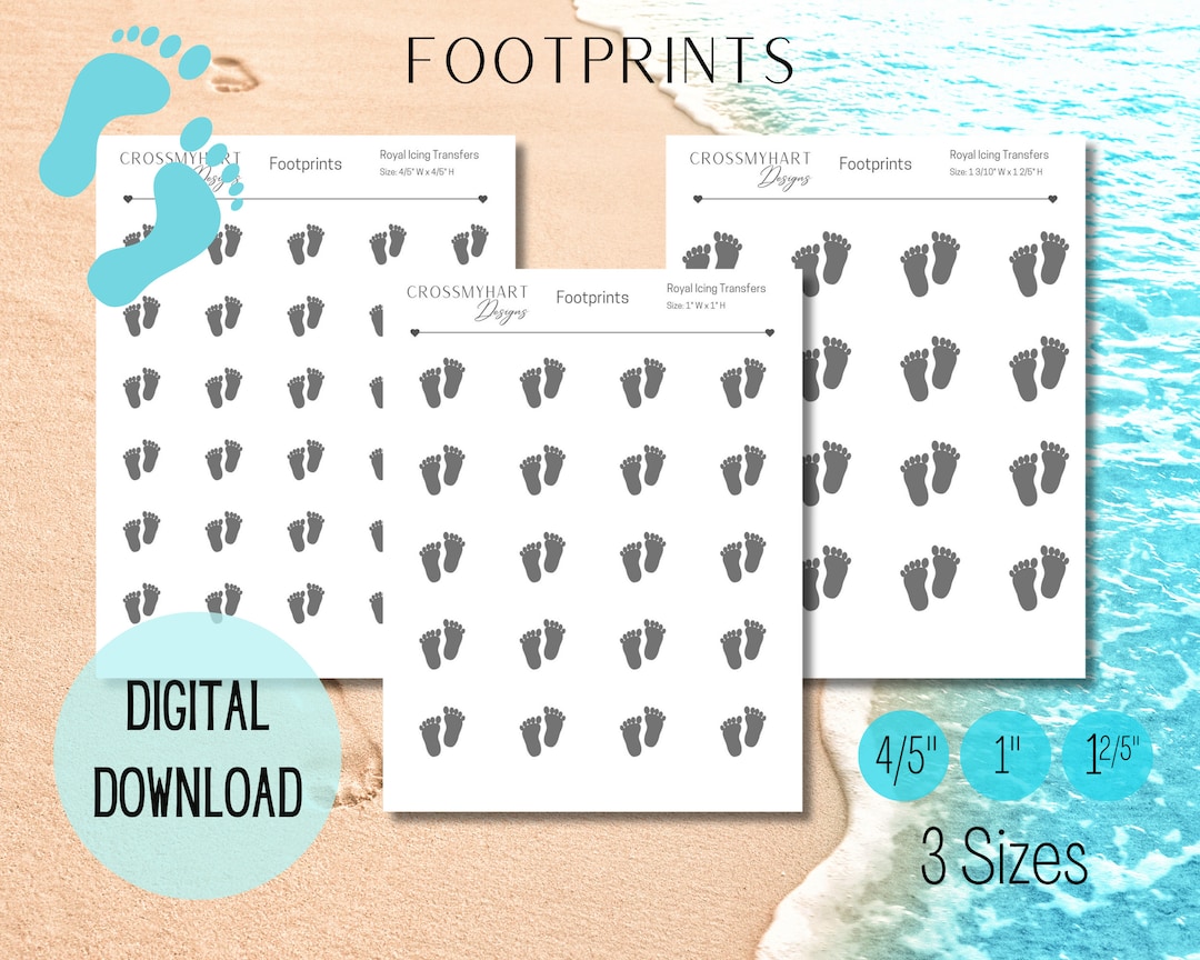 Footprints Royal Icing Transfer Sheet Footprint Royal Icing - Etsy