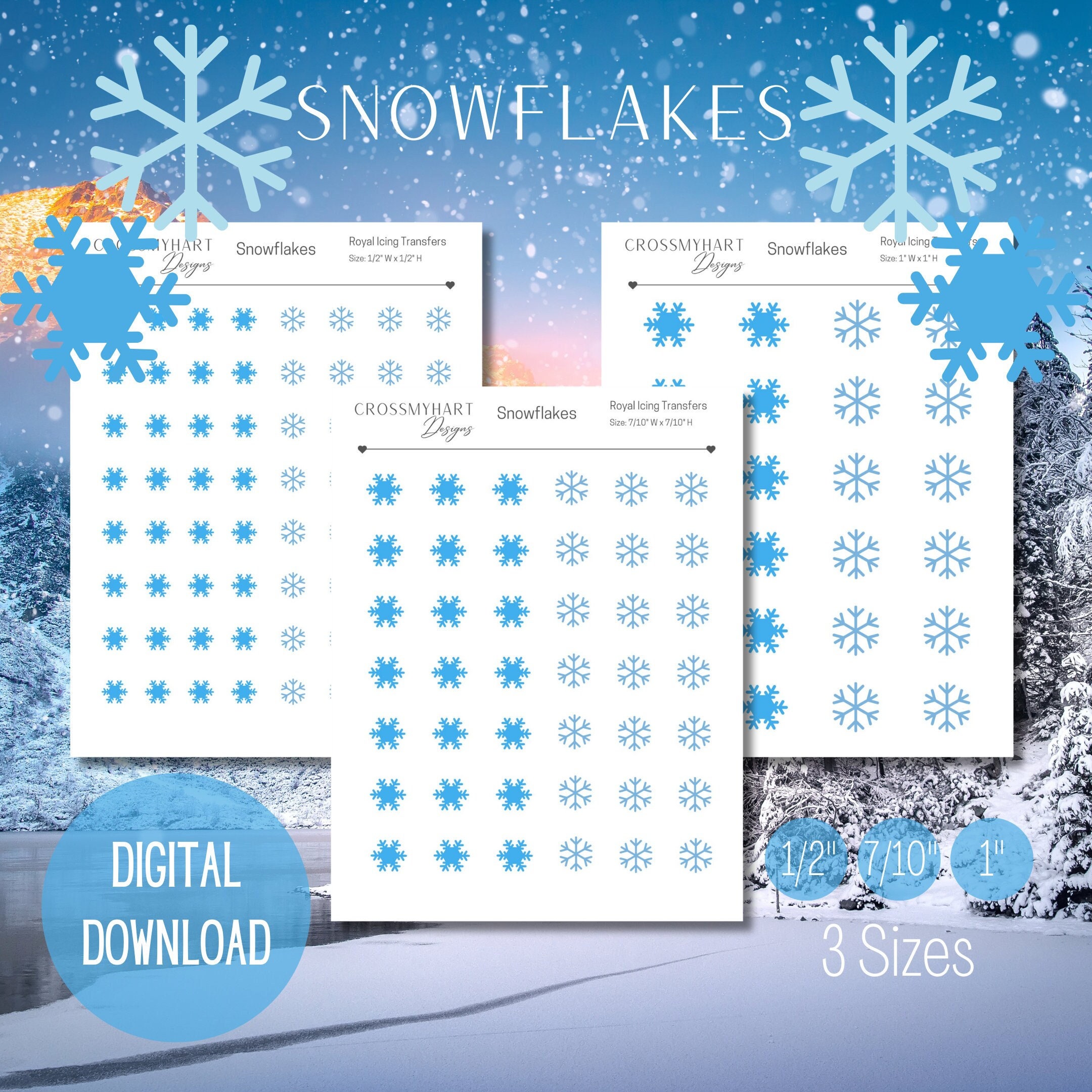Snowflakes Royal Icing Transfer Sheet Snowflake Royal Icing Transfers ...