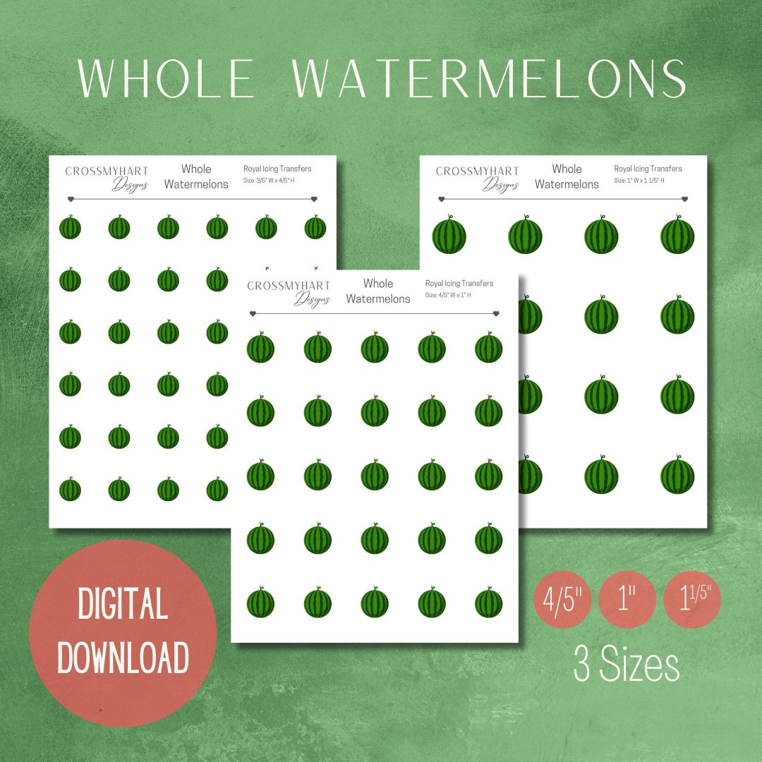 Watermelons Royal Icing Transfer Sheet | Whole Watermelon Royal Icing ...