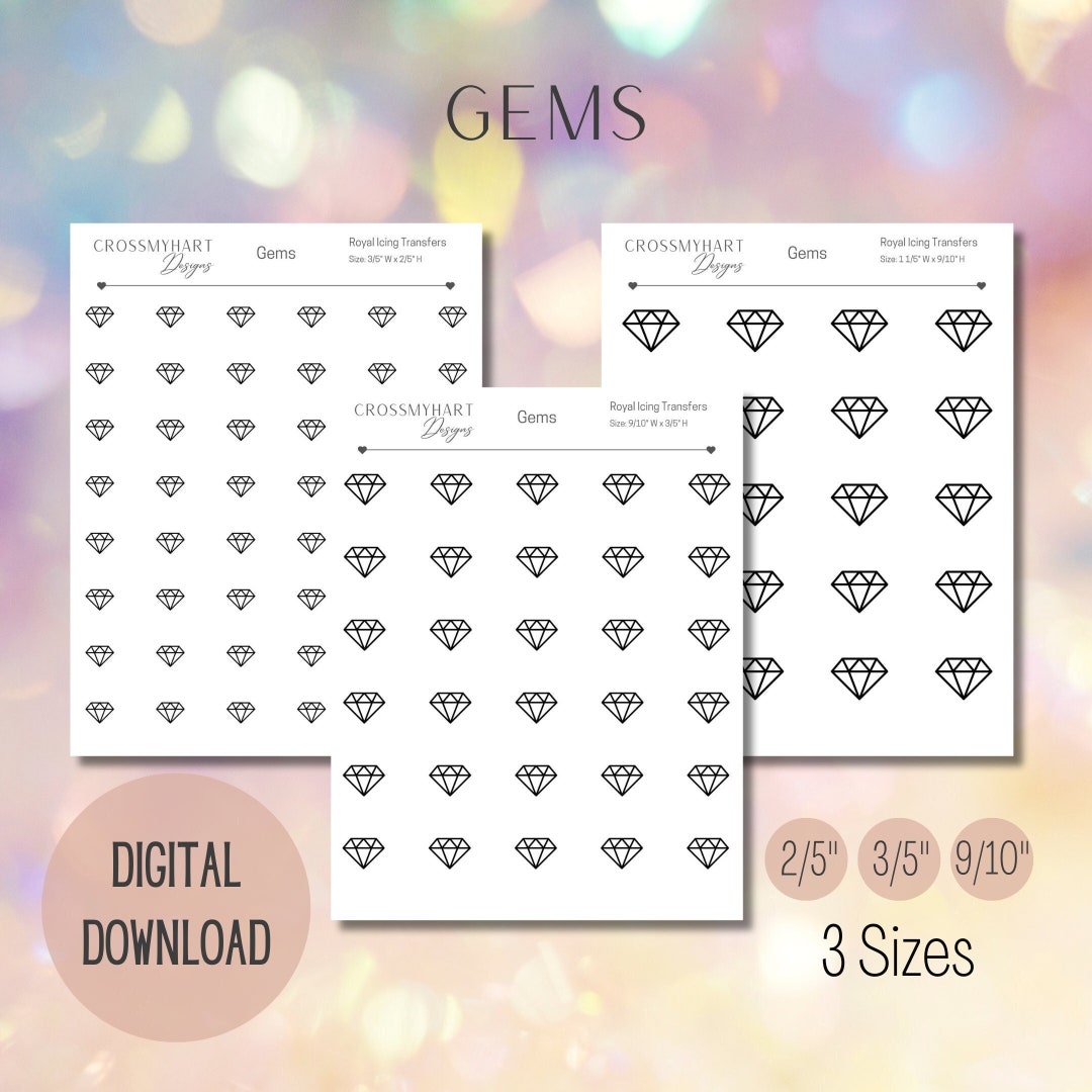Gems Royal Icing Transfer Sheet | Jewels Royal Icing Transfers ...