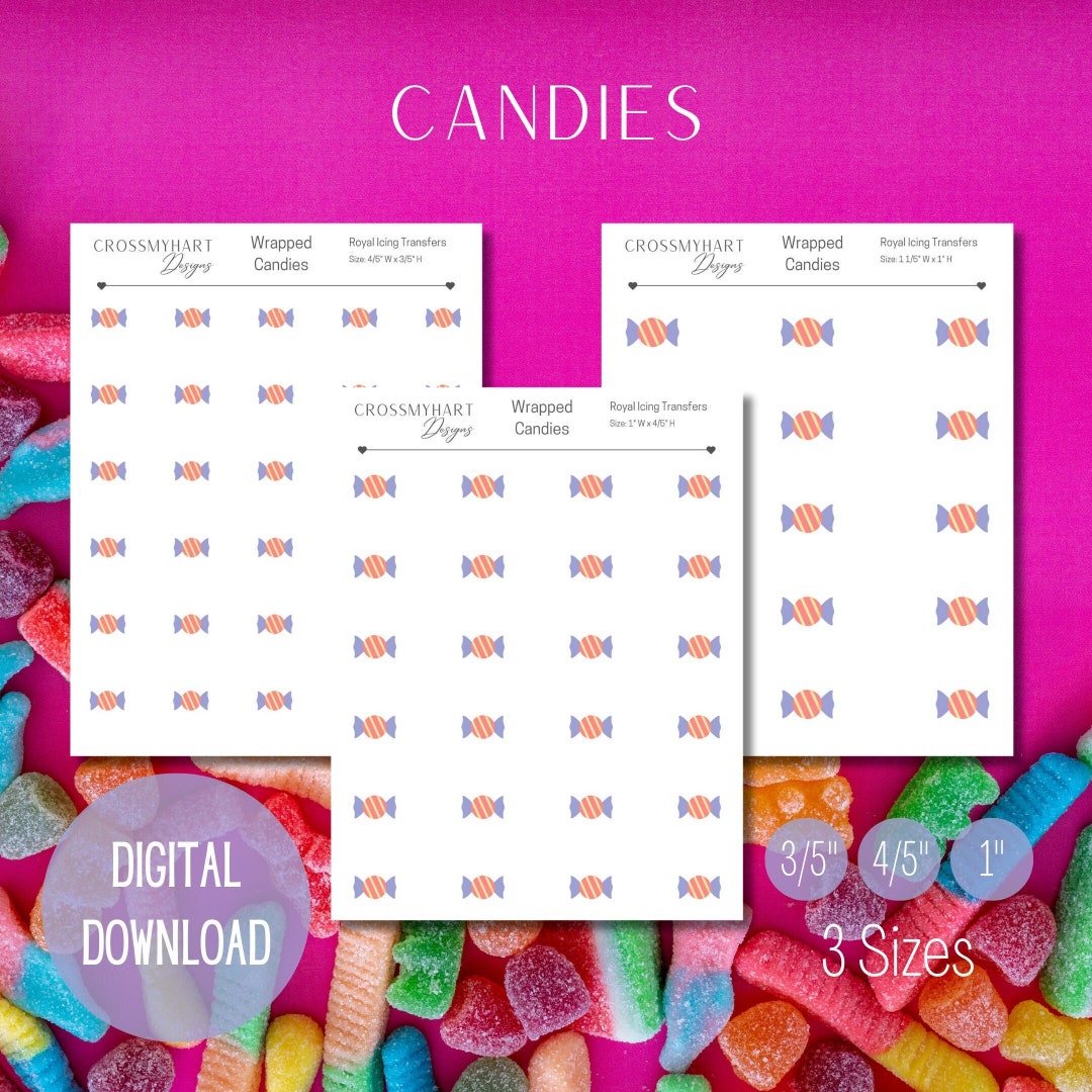 Candies Royal Icing Transfer Sheet | Wrapped Candy Royal Icing ...