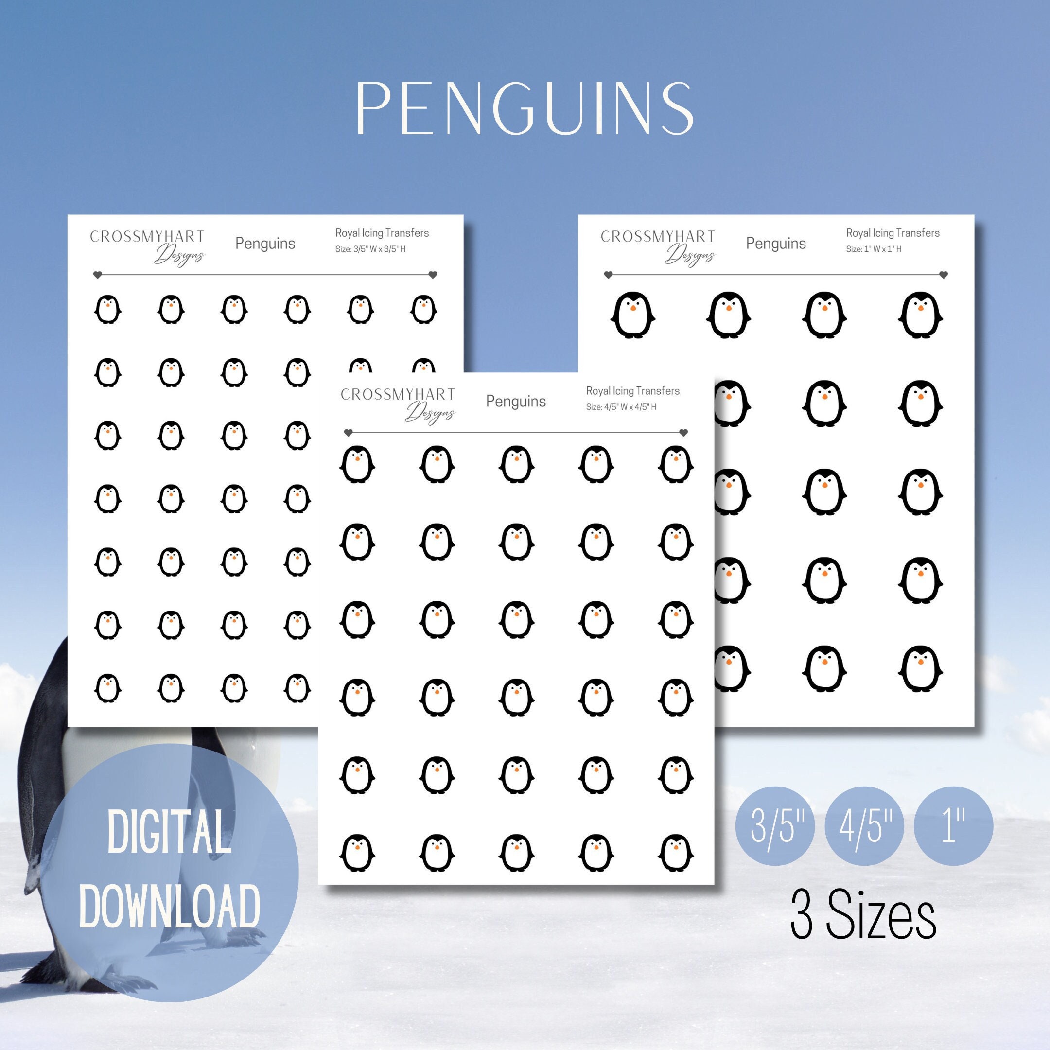 Penguins Royal Icing Transfer Sheet Penguin Royal Icing Transfers Cute ...