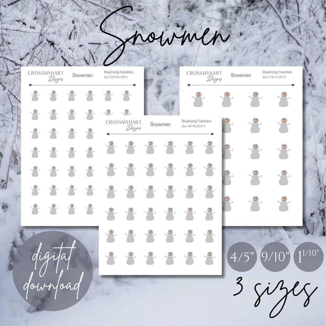 Snowmen Royal Icing Transfers (digital Download) - Etsy