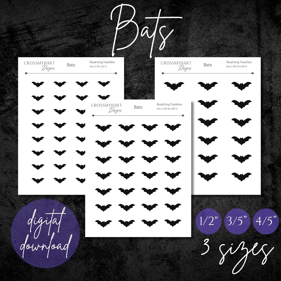 Bat Royal Icing Transfers (digital Download) - Etsy