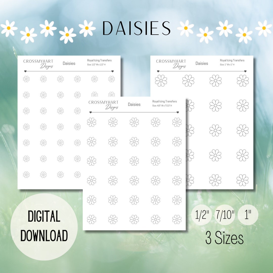 Daisy Royal Icing Transfer Sheet Daisy Flower Royal Icing Transfers ...