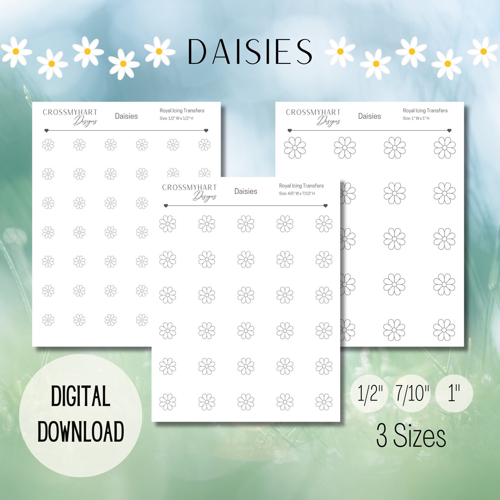 Daisy Royal Icing Transfer Sheet Daisy Flower Royal Icing Transfers ...