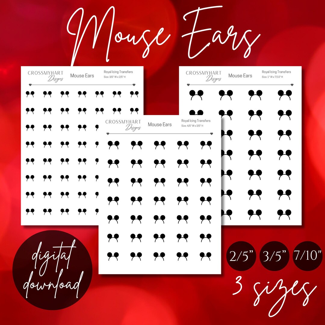 Mouse Ears Royal Icing Transfers (digital Download) - Etsy