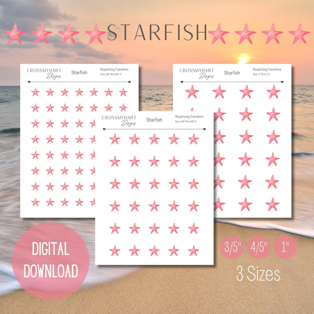 Starfish Royal Icing Transfers: Summer Beach Party (digital Download ...