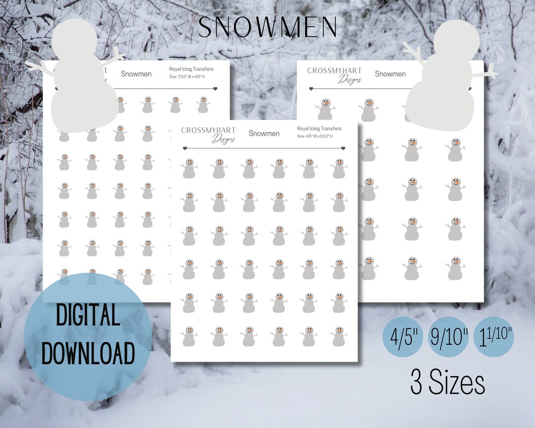 Snowmen Royal Icing Transfer Sheet Snow Royal Icing - Etsy