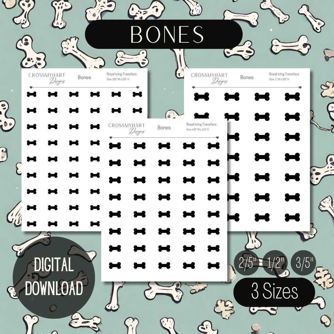 Bones Royal Icing Transfer Sheet Dog Bone Royal Icing Transfers ...