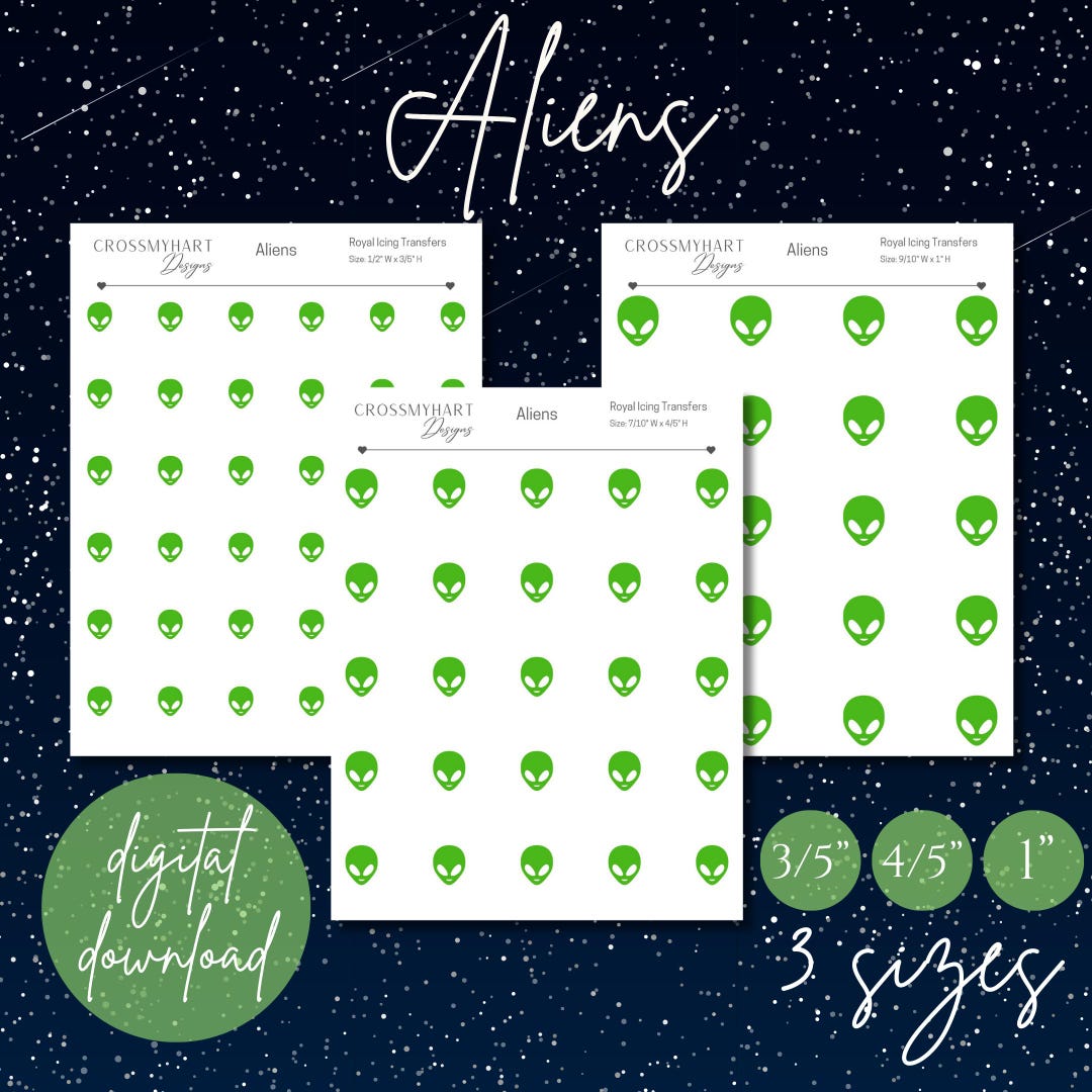 Alien Royal Icing Transfers (digital Download) - Etsy