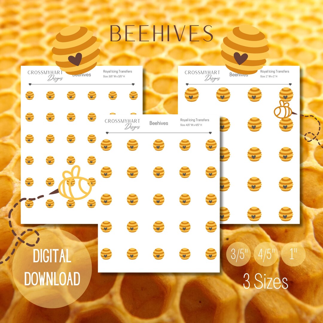 Beehive Royal Icing Transfer Sheet Bee Day Royal Icing Transfers Bee ...