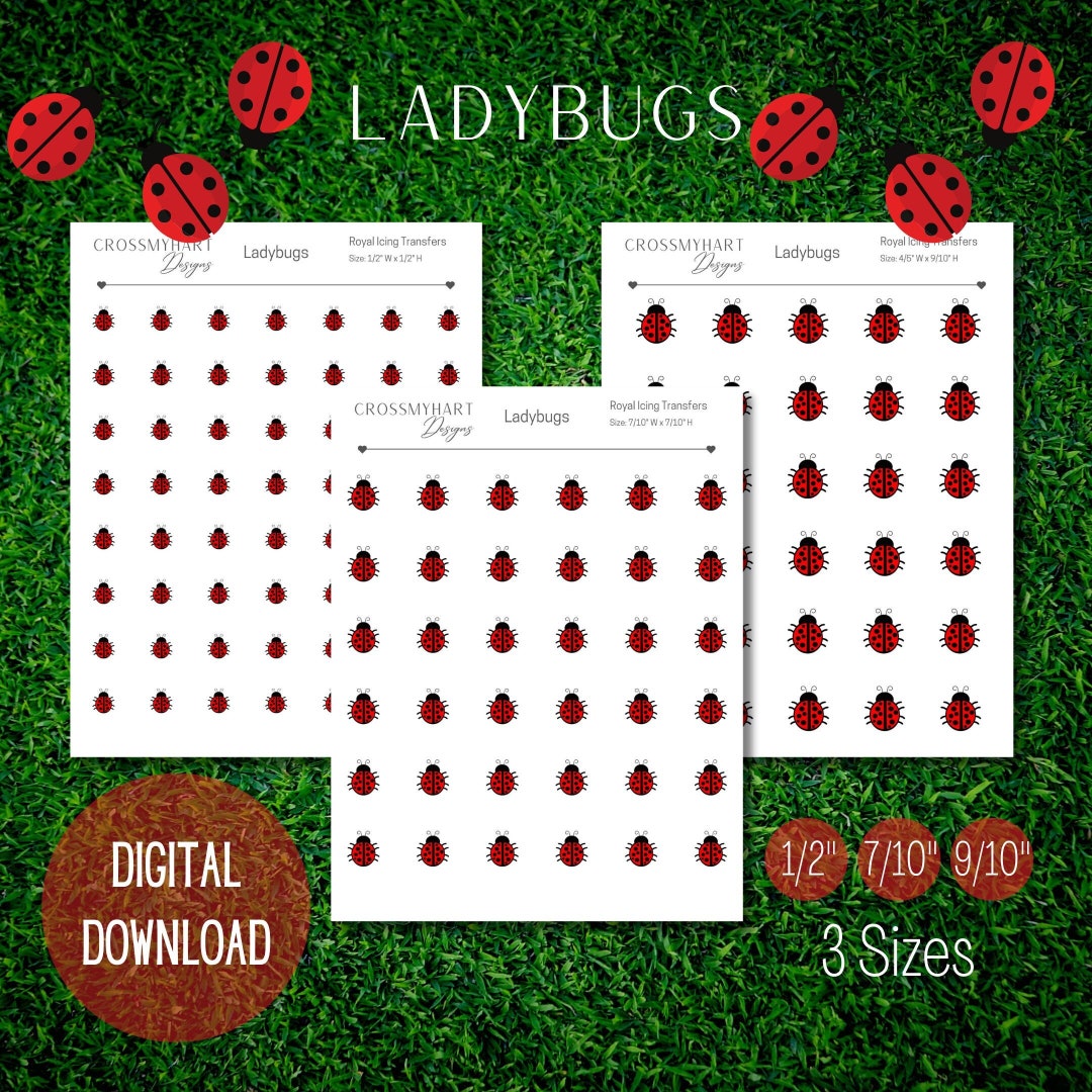 Ladybug Royal Icing Transfers: Animal Decorations (digital Download) - Etsy