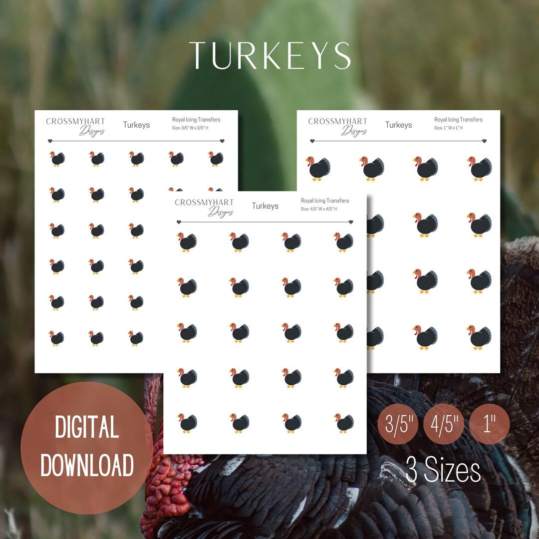 Turkeys Royal Icing Transfer Sheet | Turkey Royal Icing Transfers ...