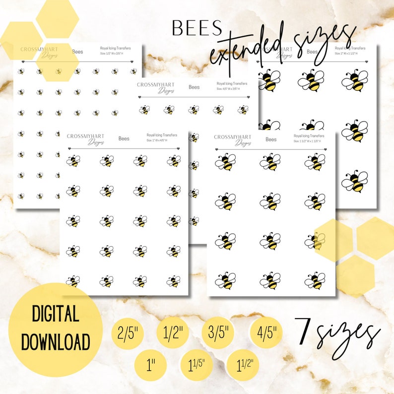 Bee Royal Icing Transfer Sheet Bumble Bee Royal Icing Transfers ...