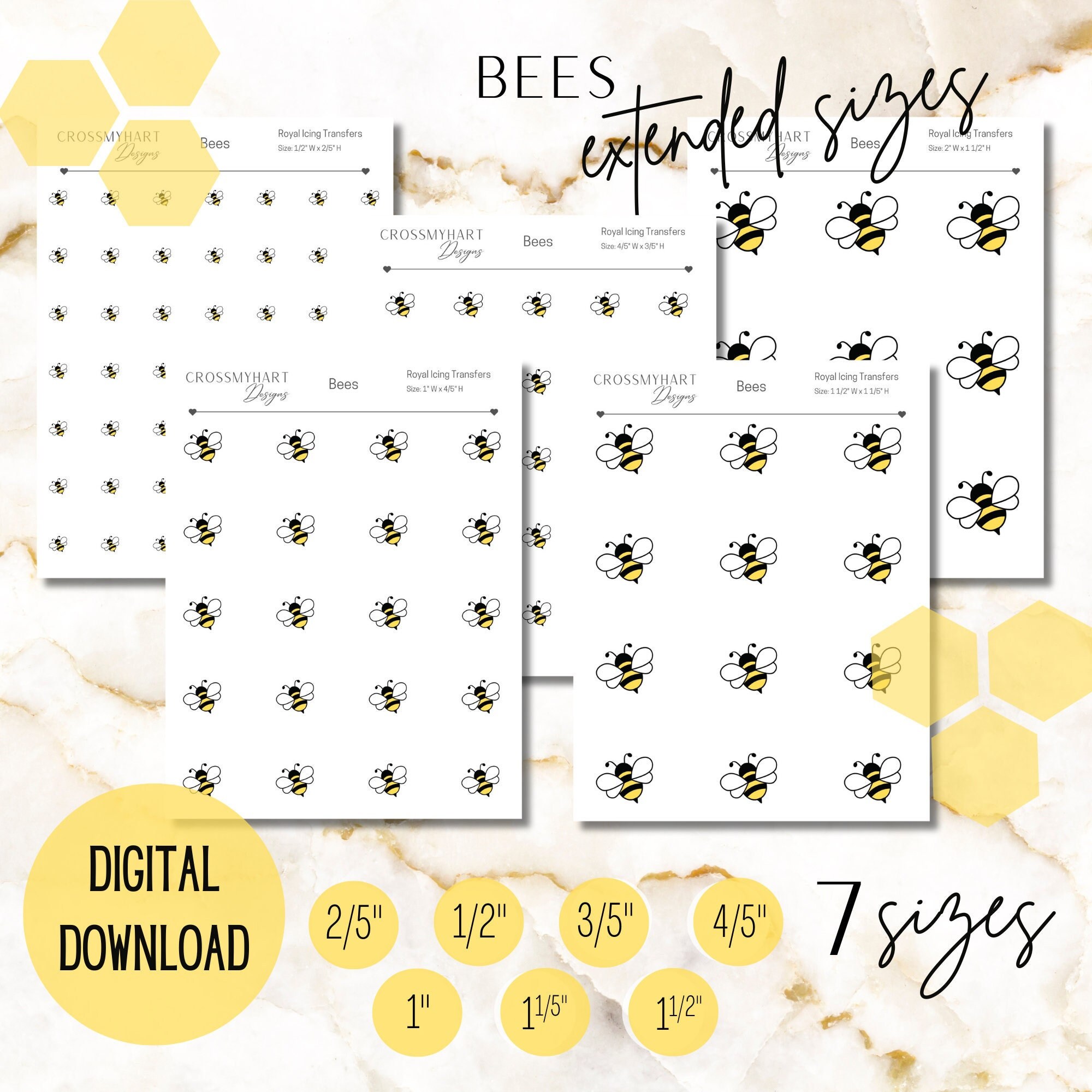 Bee Royal Icing Transfer Sheet Bumble Bee Royal Icing Transfers ...