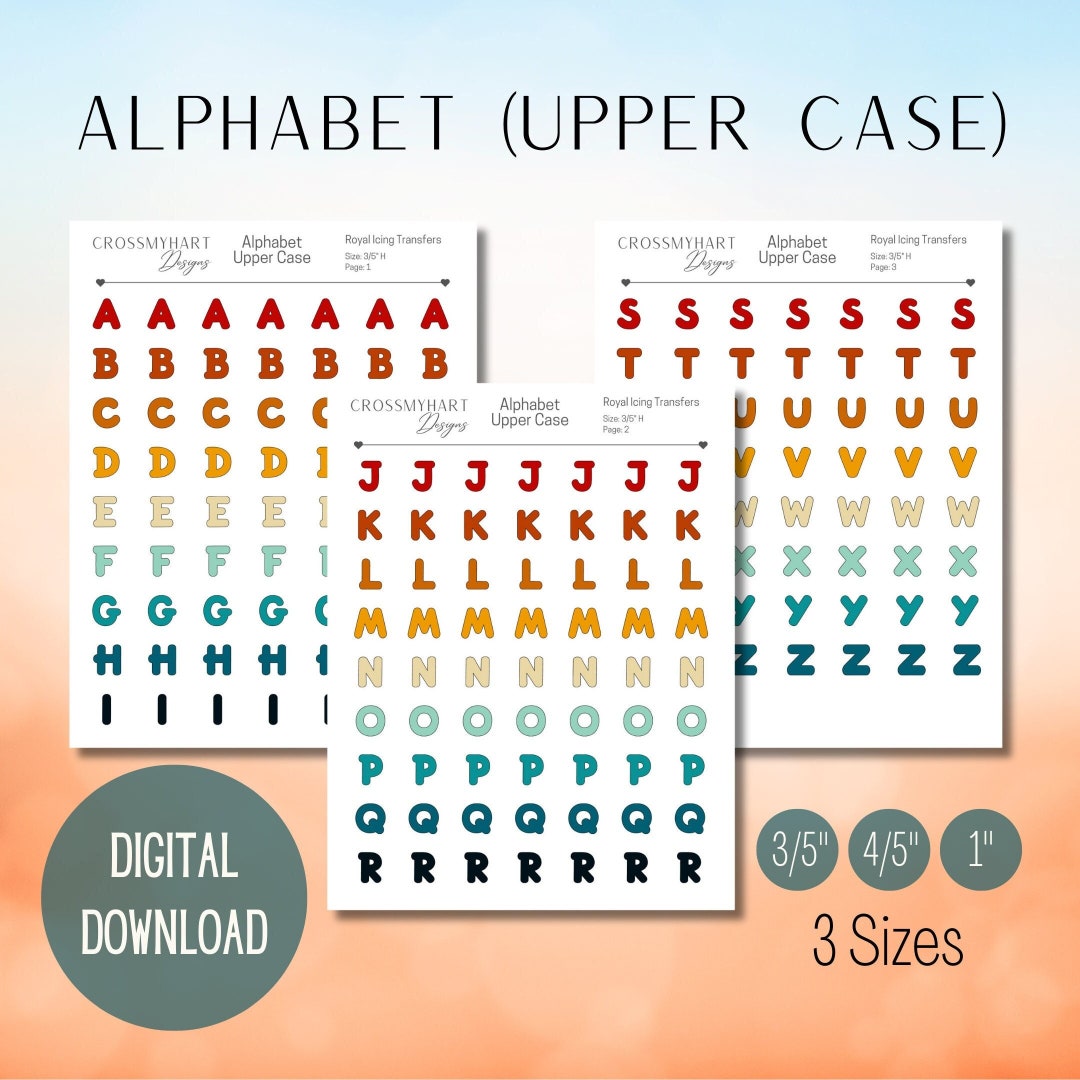 Alphabet Royal Icing Transfer Sheet | Letters Royal Icing Transfers ...