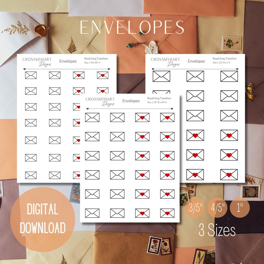 Envelopes Royal Icing Transfer Sheet Letters Royal Icing Transfers Love Letters Royal Icing ...
