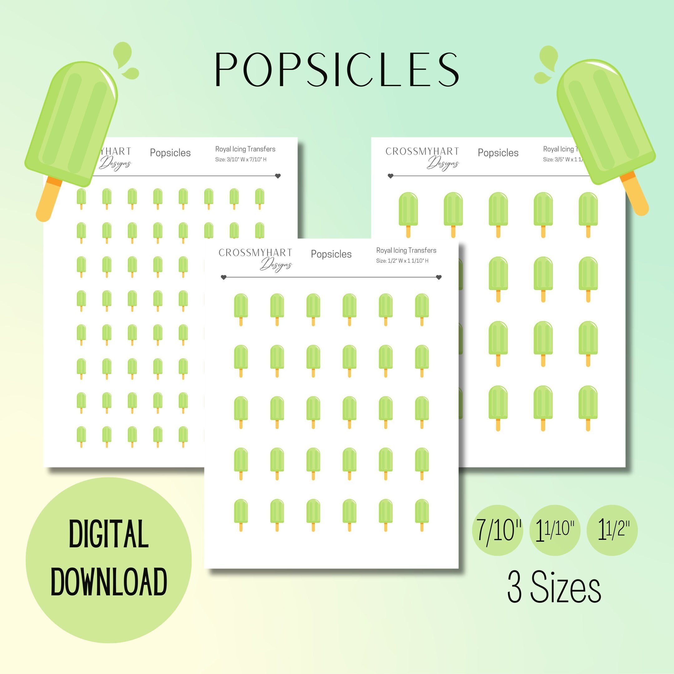 Popsicle Royal Icing Transfer Sheet | Popsicles Royal Icing Transfers ...